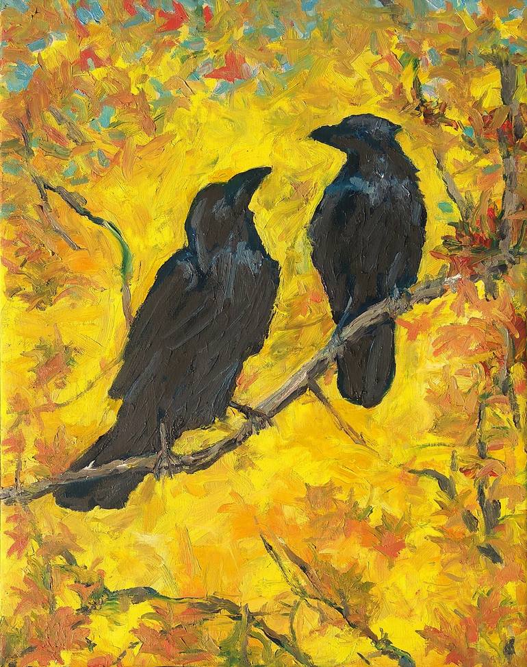 Fall Raven (iii) Painting by Animesh Roy | Saatchi Art