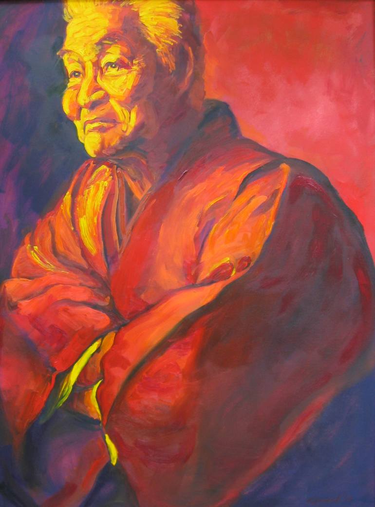 Man in Red Kimono Painting by M Susan Broussard | Saatchi Art