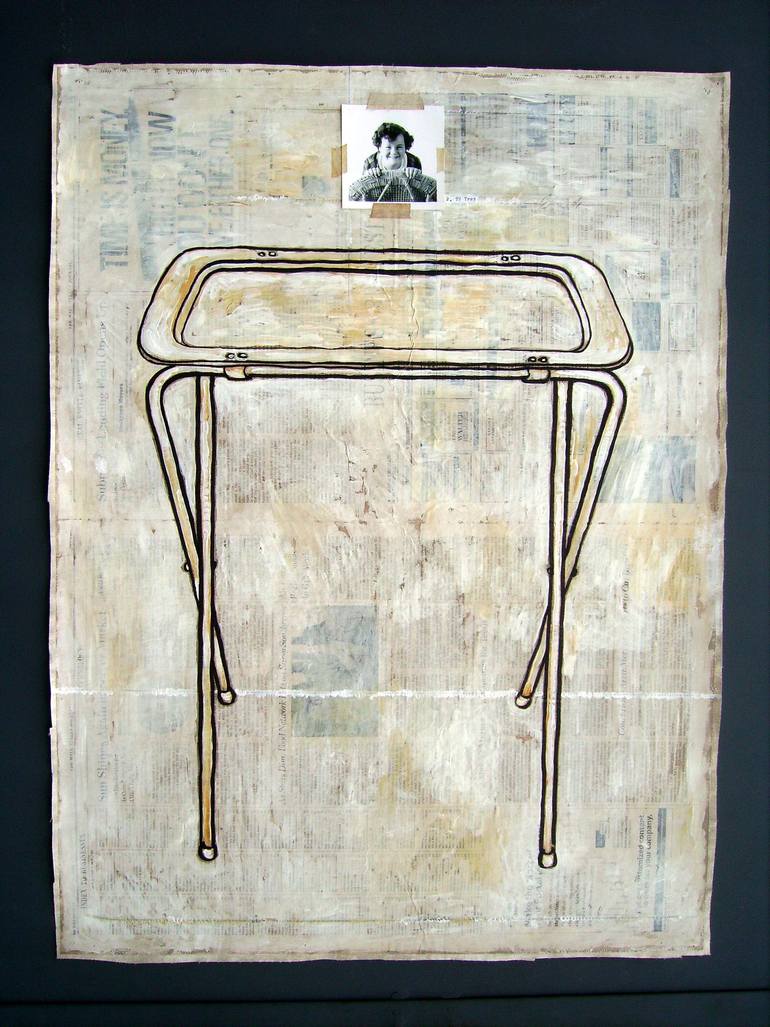 6 TV TRAYS (Set of 6 Separate Paintings in Natural Wood Frames ...