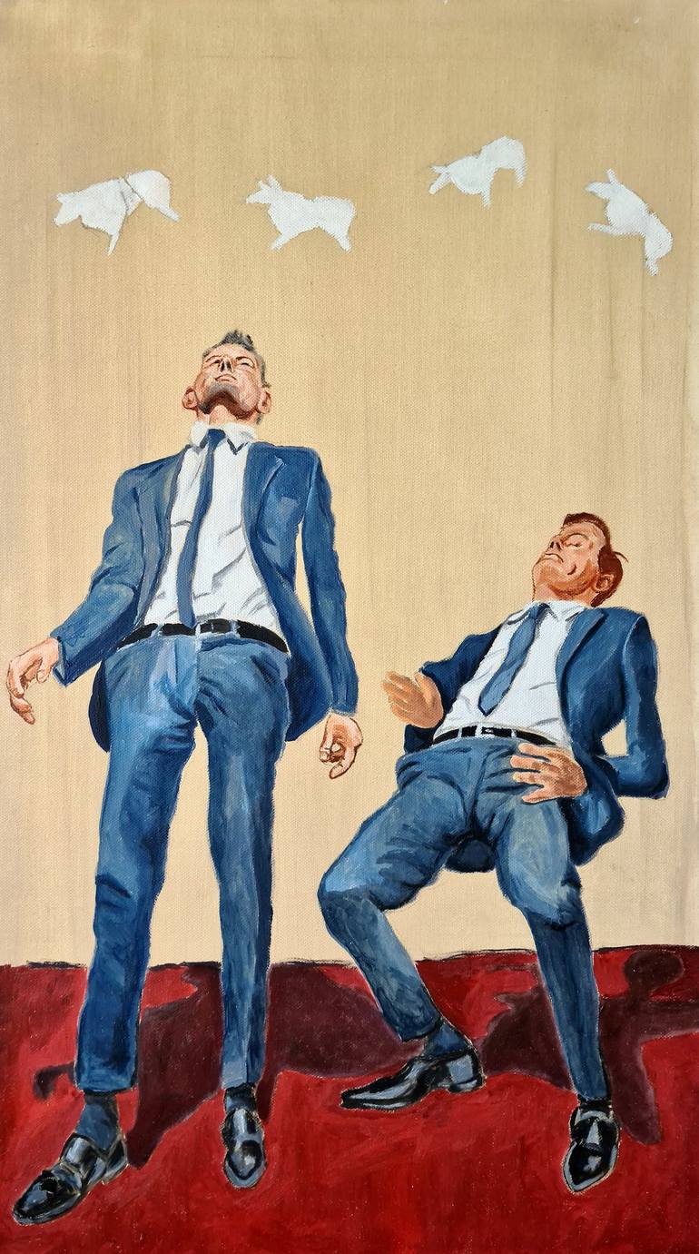 Do Suits Dream of Paper Sheep? Painting by Mon Graffito | Saatchi Art