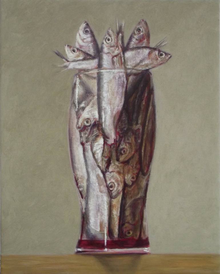 Sprats in a Beer Glass Painting by Andy Swani | Saatchi Art