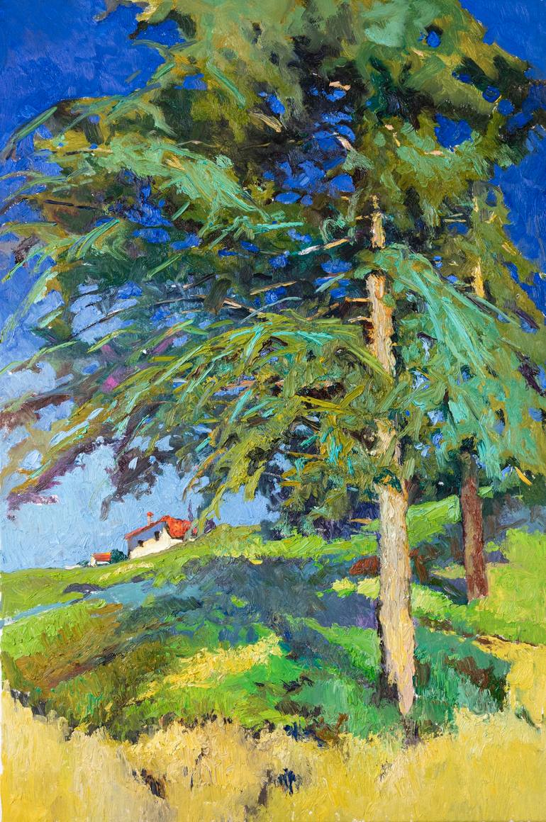 Cedar Tree Painting by Suren Nersisyan | Saatchi Art