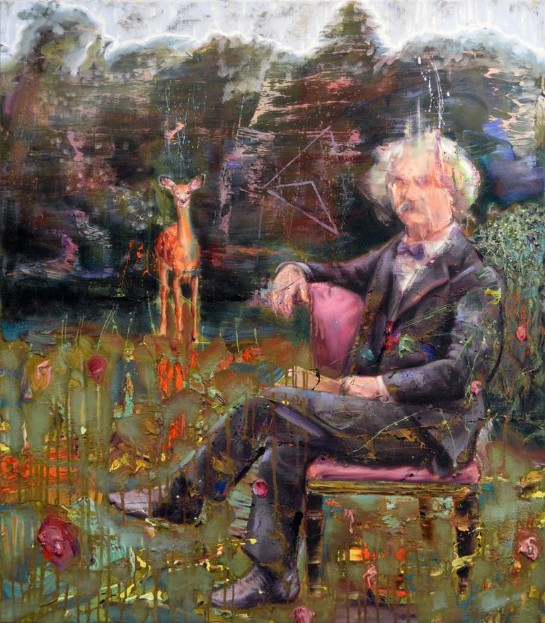 The Encounter (Mark Twain) Painting by Mathieu Laca | Saatchi Art