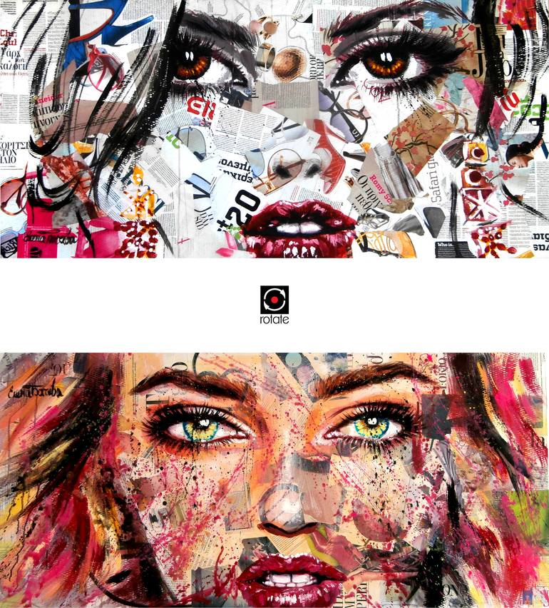 Artwork with two faces / Thinking about it Painting by ELENA BACHEVA | Saatchi Art