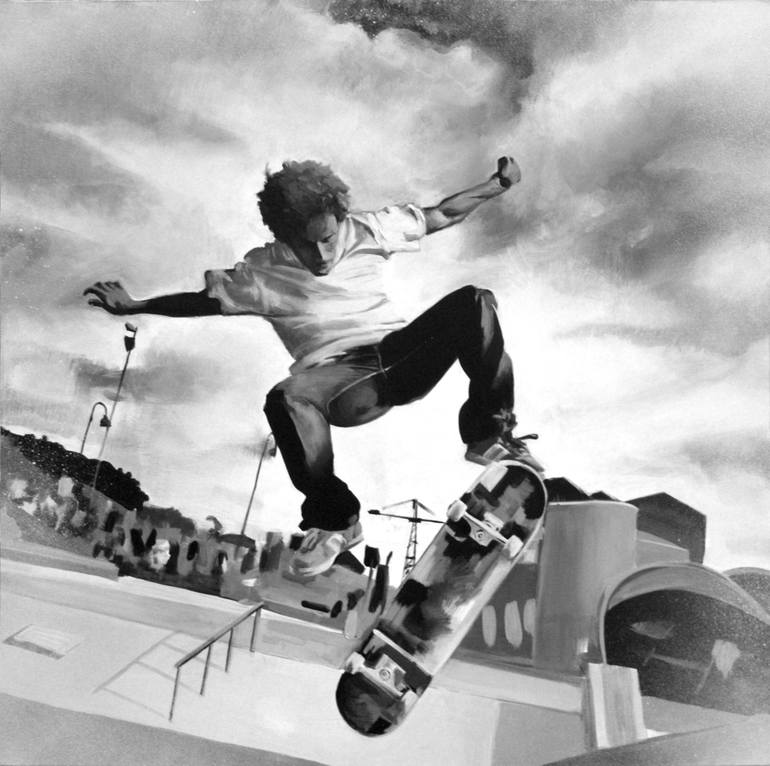 Skater - Ollie Painting by Davide Ratzo Ratti | Saatchi Art