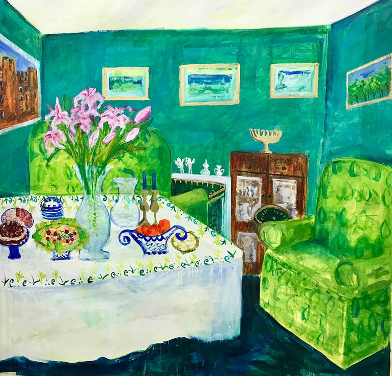 Buffet in The Dining Room Painting by Hilary Rosen | Saatchi Art