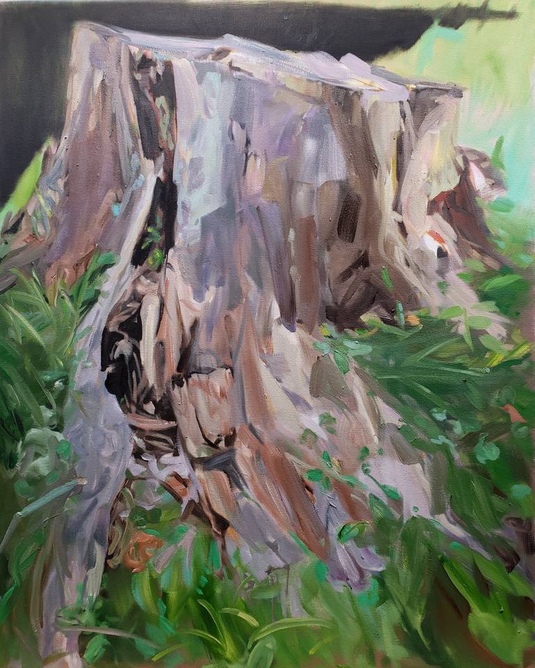 Tree Stump Painting by L Verkler | Saatchi Art