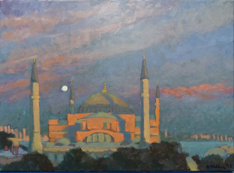 Hagia Sophia, Sunset Painting by Ian McAdam | Saatchi Art