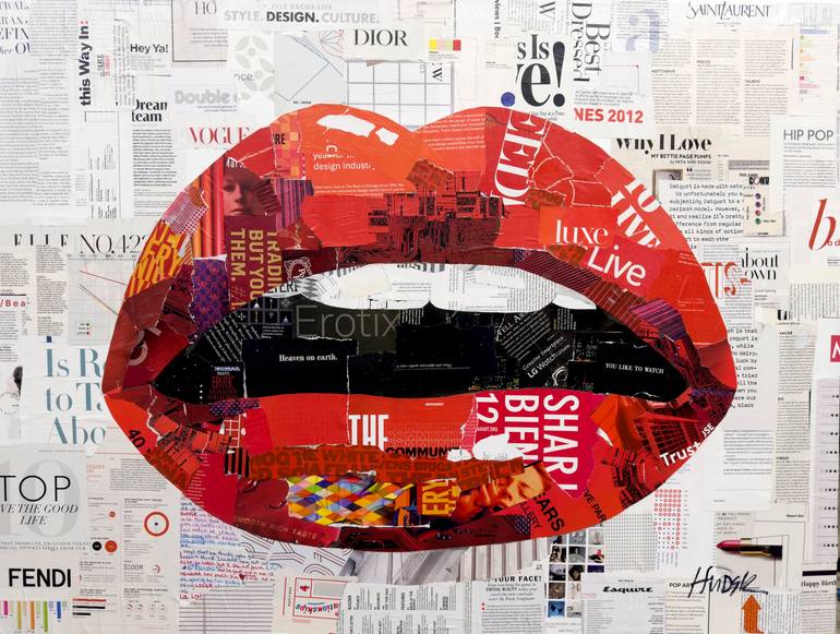 Lip Service Collage by Jim Hudek | Saatchi Art