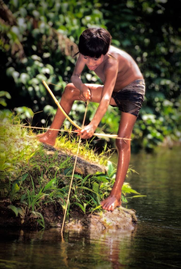 Yanomami Children of Eden: Bow and Arrow Fishing - Archival Pigment ...
