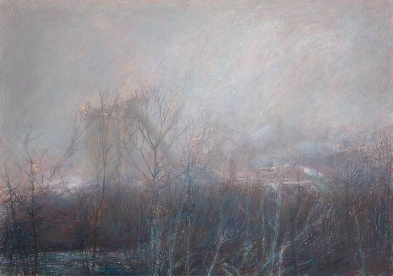 Stars in a nebulous vapour of smoke and fog. Drawing by paul chizik ...
