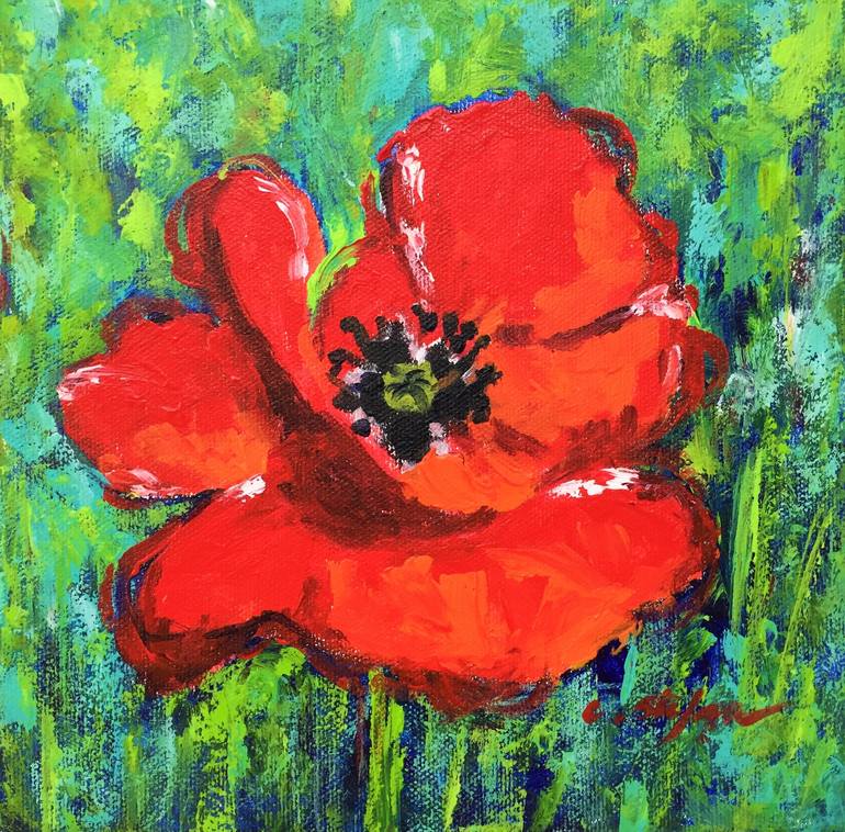 Poppy Painting by Cristina Stefan | Saatchi Art