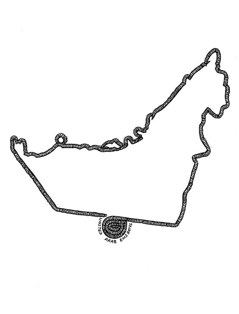 UAE Border Drawing by Inkas Arts | Saatchi Art