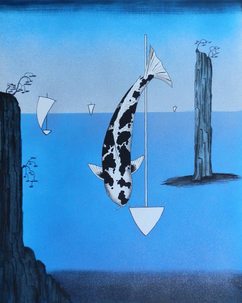 Japanese Koi Bekko At Bo-No-Ura Painting by Gordon Lavender | Saatchi Art