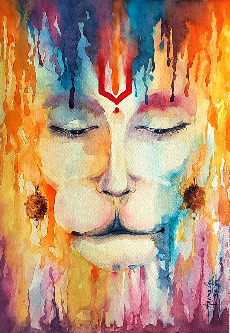 Lord Hanuman ji series Painting by Arvind Gairola | Saatchi Art