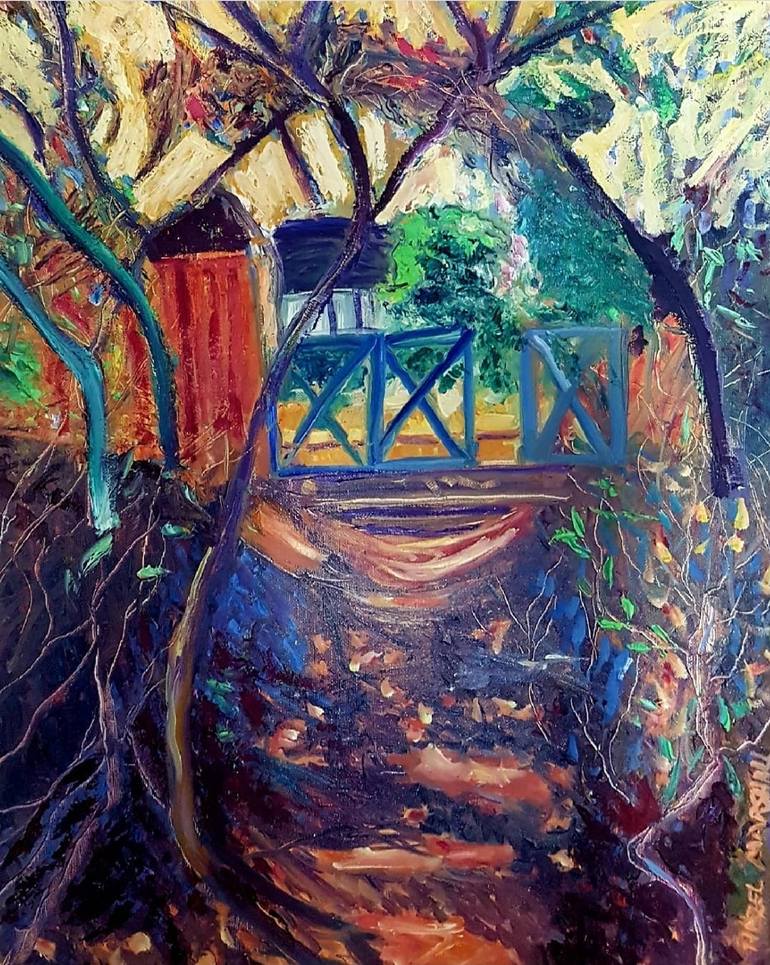 Blue Gate Painting by Hazel Marshall | Saatchi Art