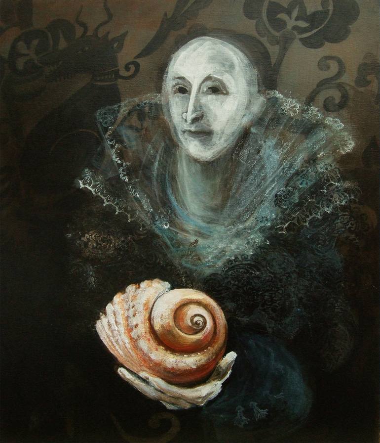 Woman With Seashell Painting by Alexandra Negoita | Saatchi Art