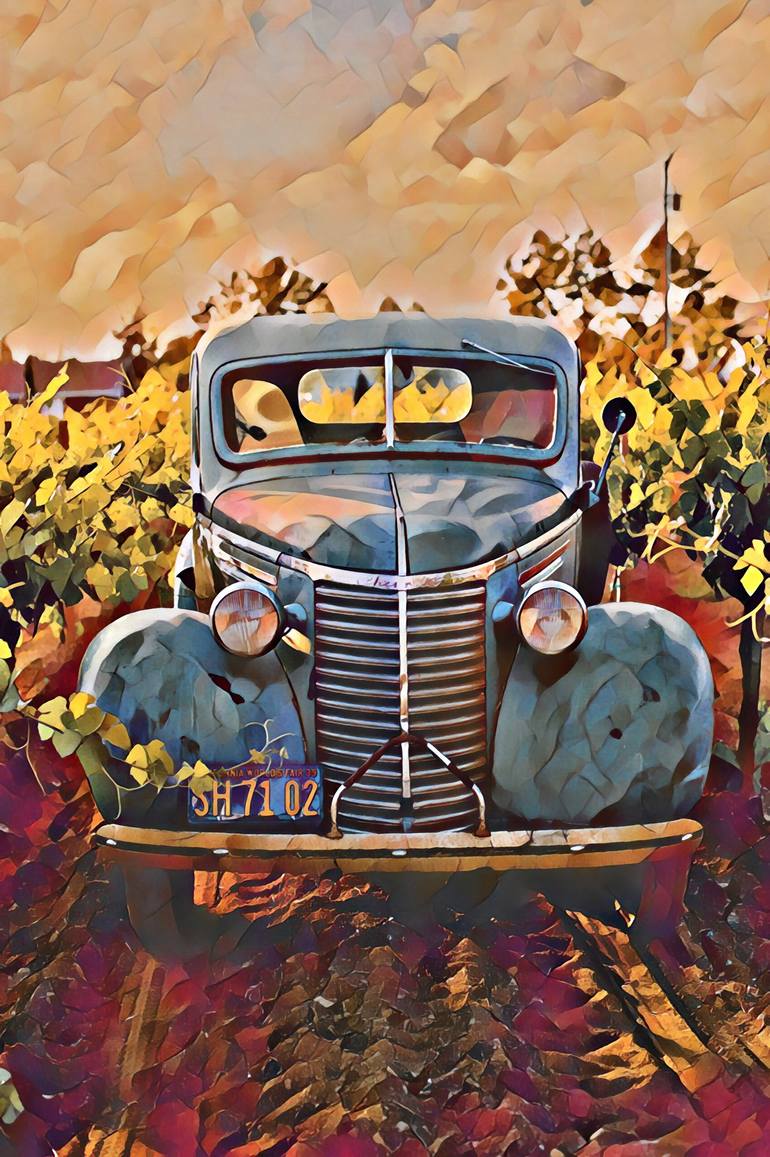 vintage dad's car Drawing by Marta Carvajal | Saatchi Art