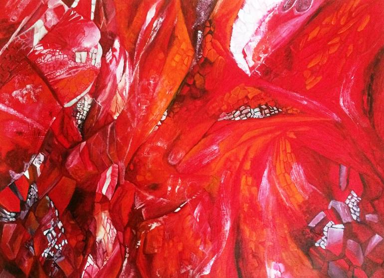 Ruby gemstone abstract Painting by Rupa Prakash | Saatchi Art