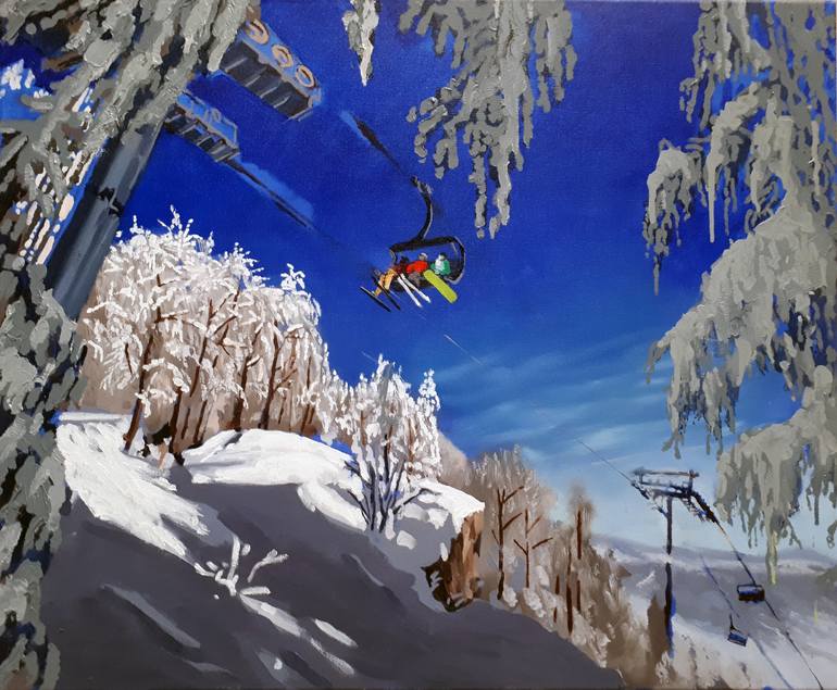 White on Blue Painting by Andy Allen | Saatchi Art