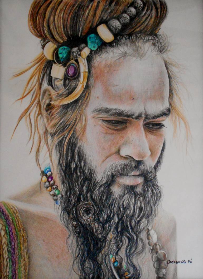 Aboriginal Man Drawing by Jennifer Doehring | Saatchi Art