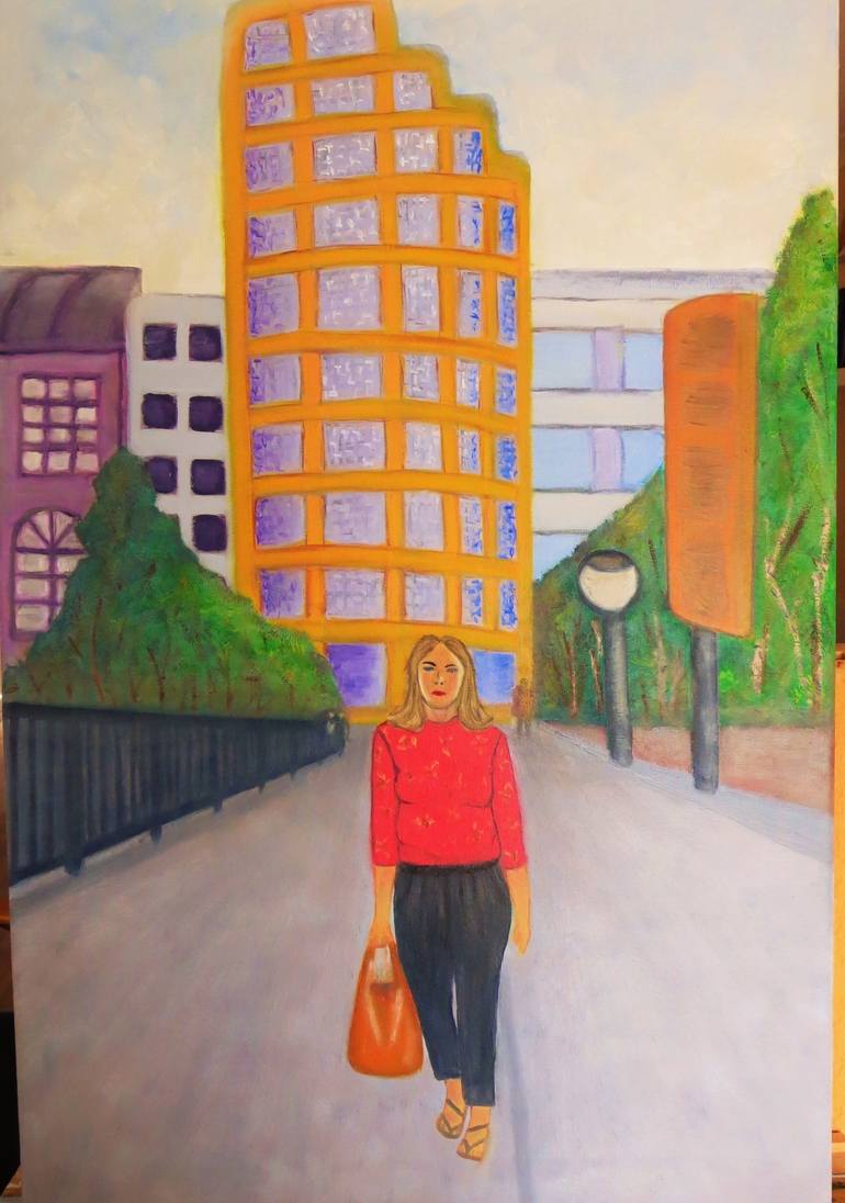 Walking to Tate Modern Painting by Tamara Savchenko | Saatchi Art
