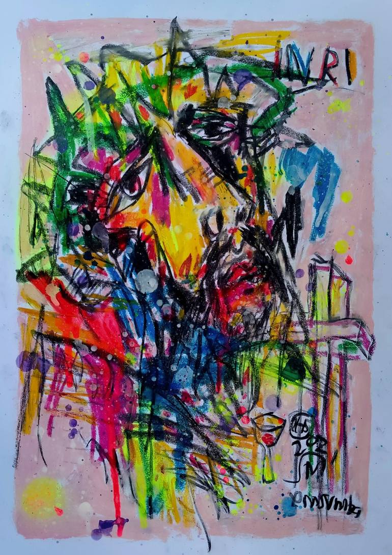 Blood on Jesus' Face Painting by Martinus Sumbaji | Saatchi Art