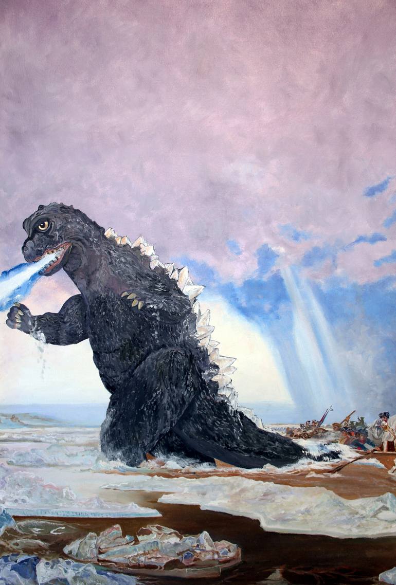 Godzilla Crossing the Delaware Painting by Ken Vrana | Saatchi Art