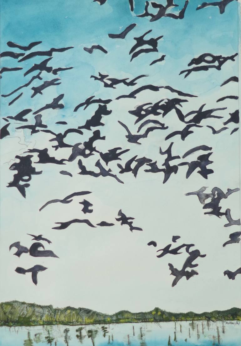 Swamp Series with Birds and Cypress Trees Painting by Richard Rutner ...