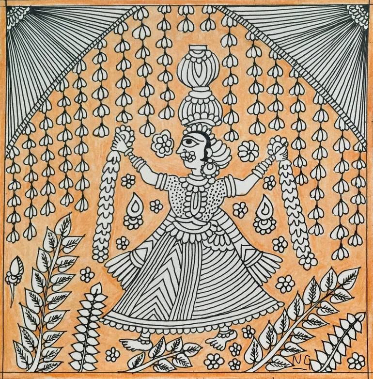 Daily Art #32 Temple Art, Mata Ni Pachedi Illustration Artwork Painting ...