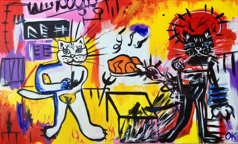 CATS, FELINE NEO-EXPRESSIONISM.RICE WITH CHICKEN VERSION OF FAMOUS ...