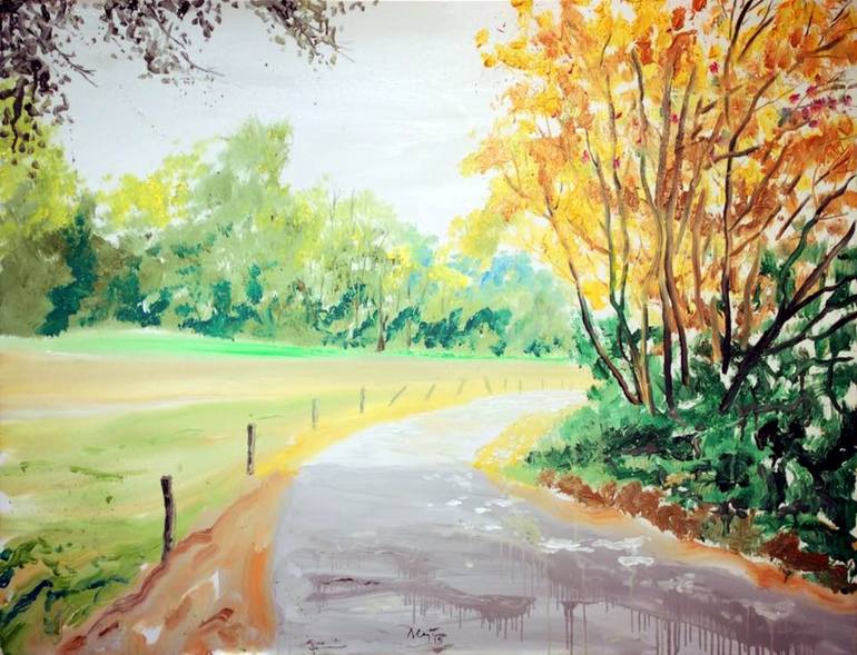 The winding road Painting by Alejos Lorenzo | Saatchi Art