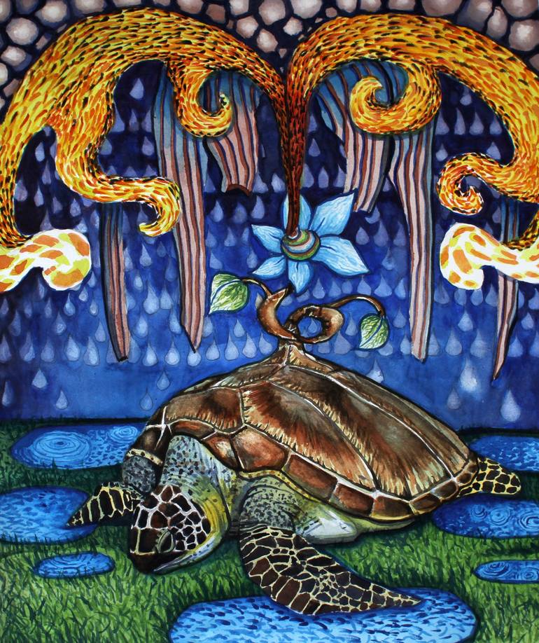 Sea Turtle Painting by Peter Neel | Saatchi Art