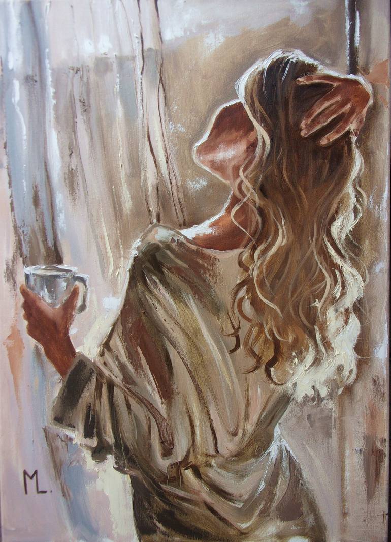 WARM MORNING COFFEE (2024) Painting by Monika Luniak | Saatchi Art