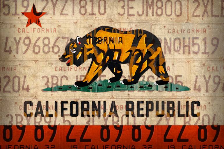 California License Plate Art Flag Collage by Design Turnpike | Saatchi Art
