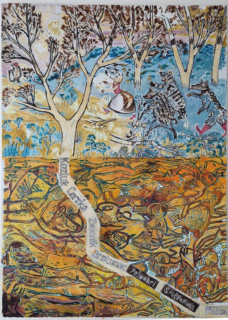 Hills are flat in the dark Painting by Mark Brogan | Saatchi Art