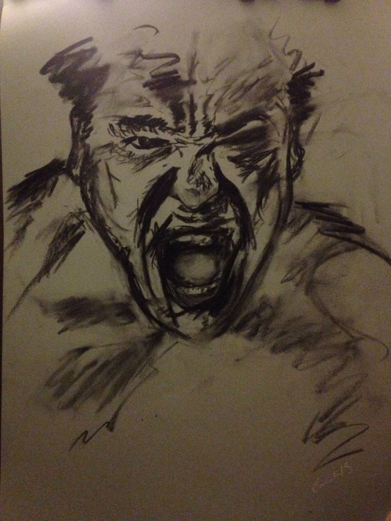 Screaming man Drawing by Camila Castillo | Saatchi Art