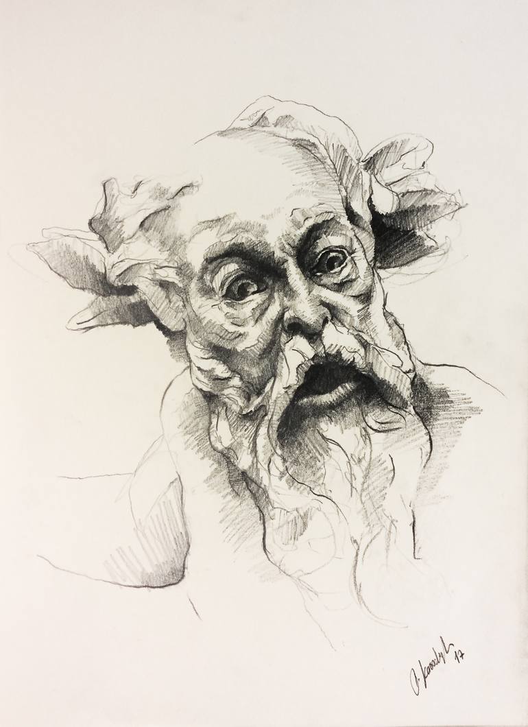 Portrait of Neptune Drawing by Onur Karaalioglu | Saatchi Art