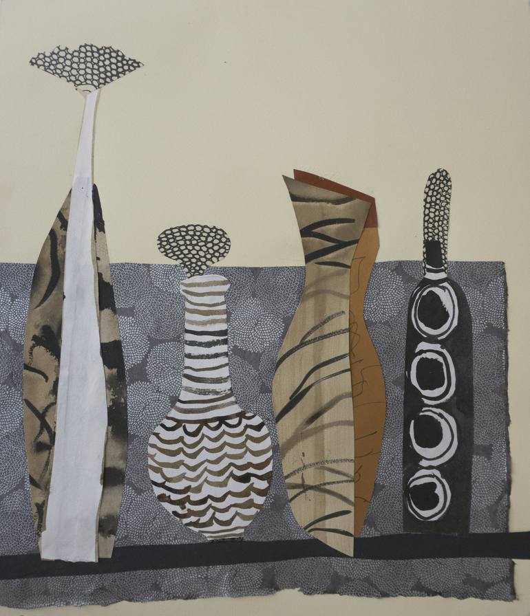 Untitled (Still life with bottles) Collage by Edith Hillinger | Saatchi Art