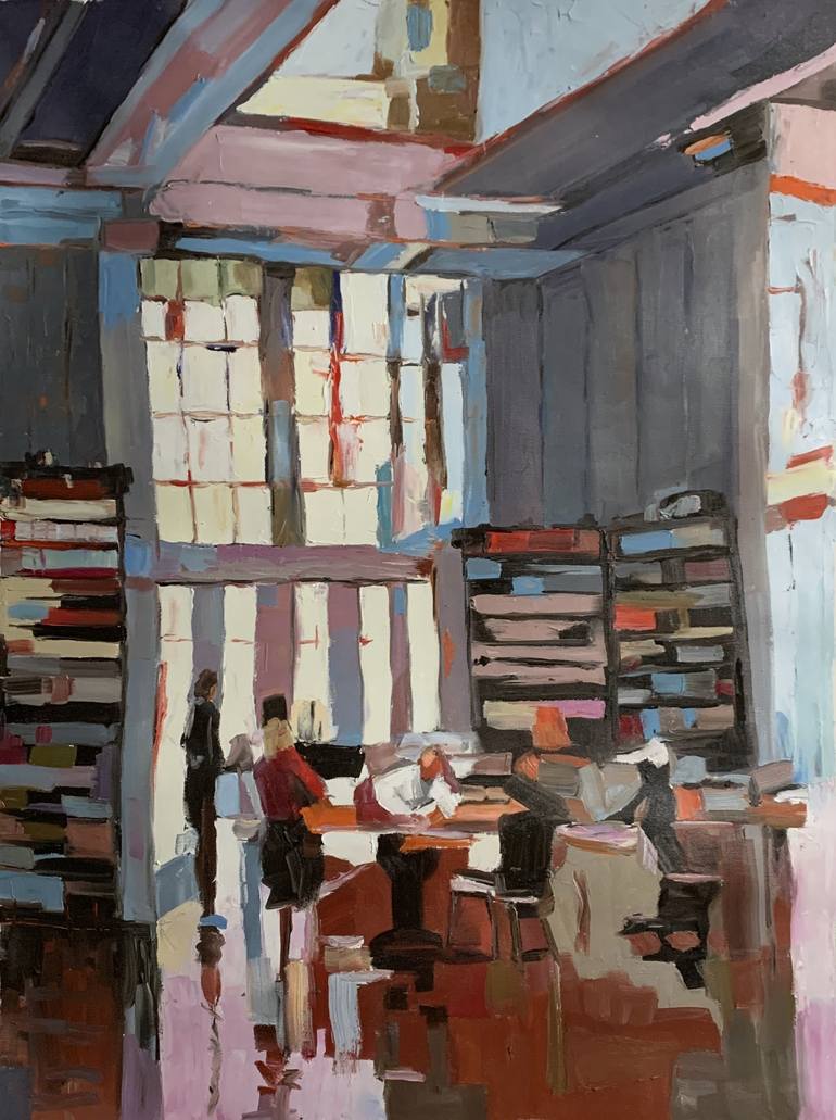 Library. Interior with books. OIL PAINTING. Painting by Vita Schagen ...