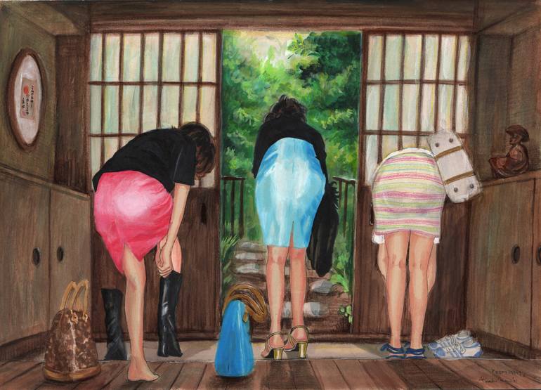 Three Sisters Going Out Painting by M Groovy | Saatchi Art