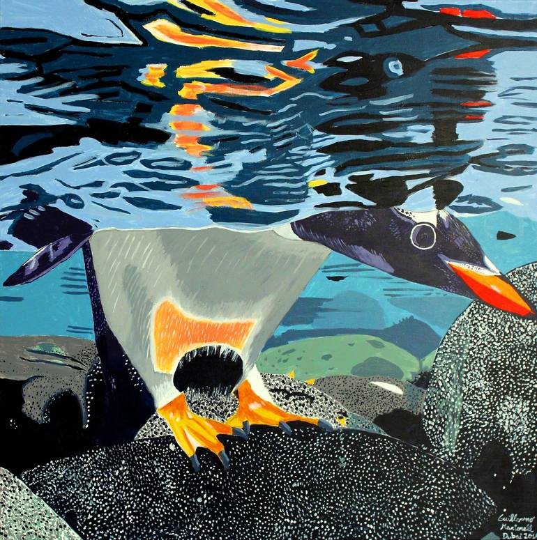 The Penguin Painting by Guille Marto | Saatchi Art