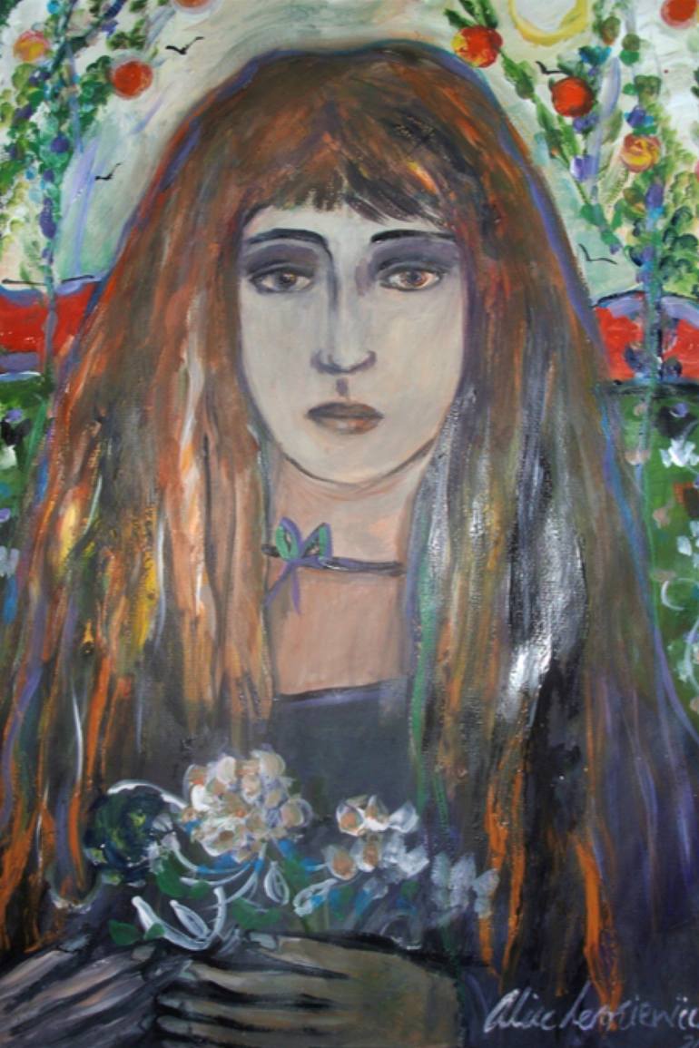 Lady in a Garden Painting by Alice Lenkiewicz | Saatchi Art