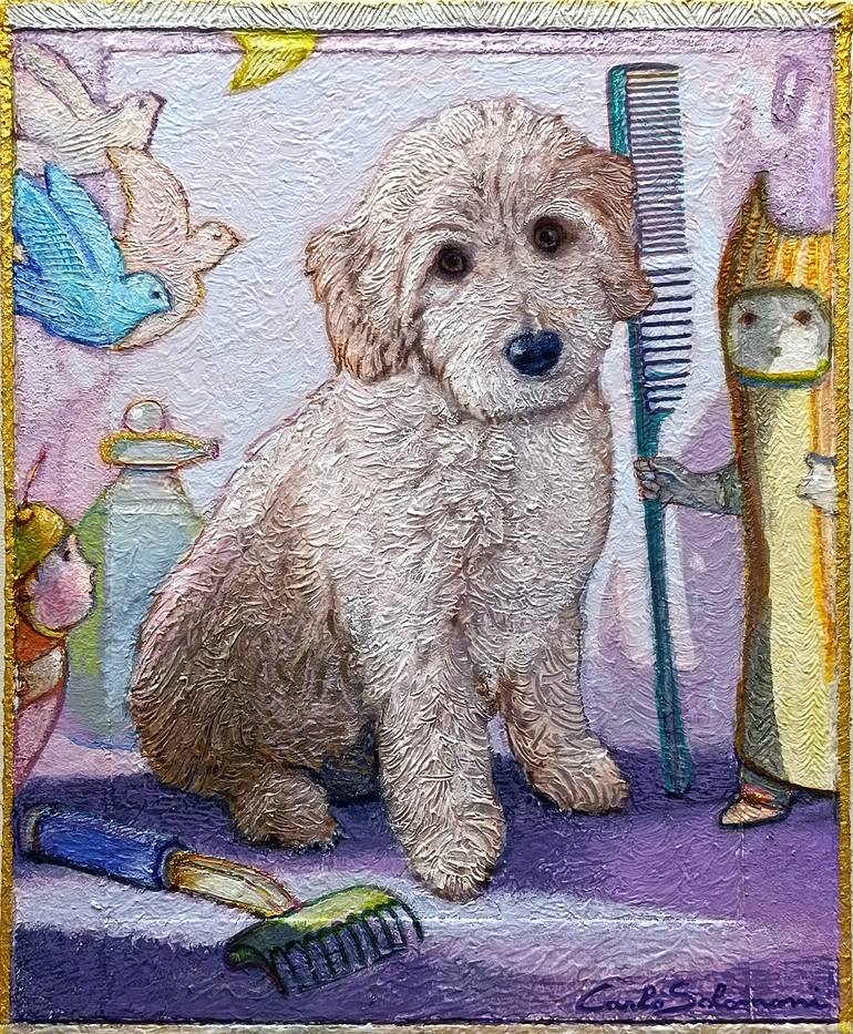 AT THE GROOMER Painting by Carlo Salomoni | Saatchi Art