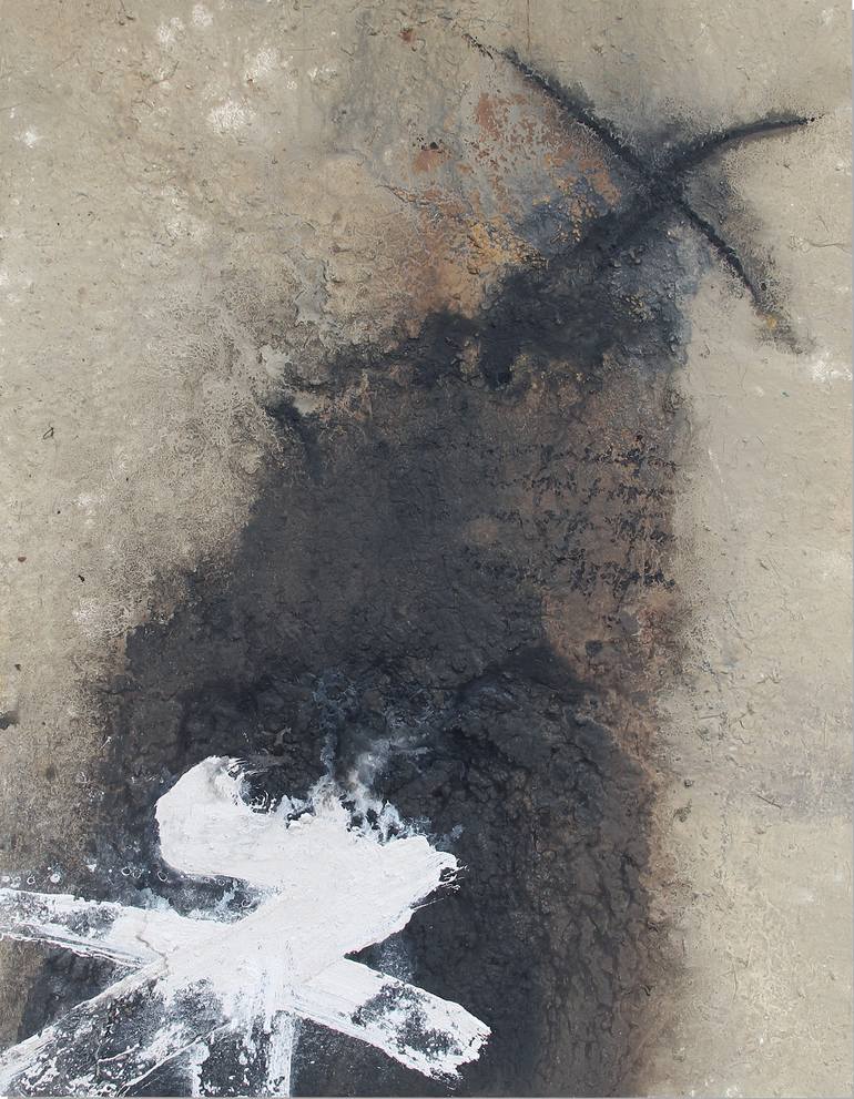 Sitting on the rock of uncertainty Painting by Ricard Recio | Saatchi Art