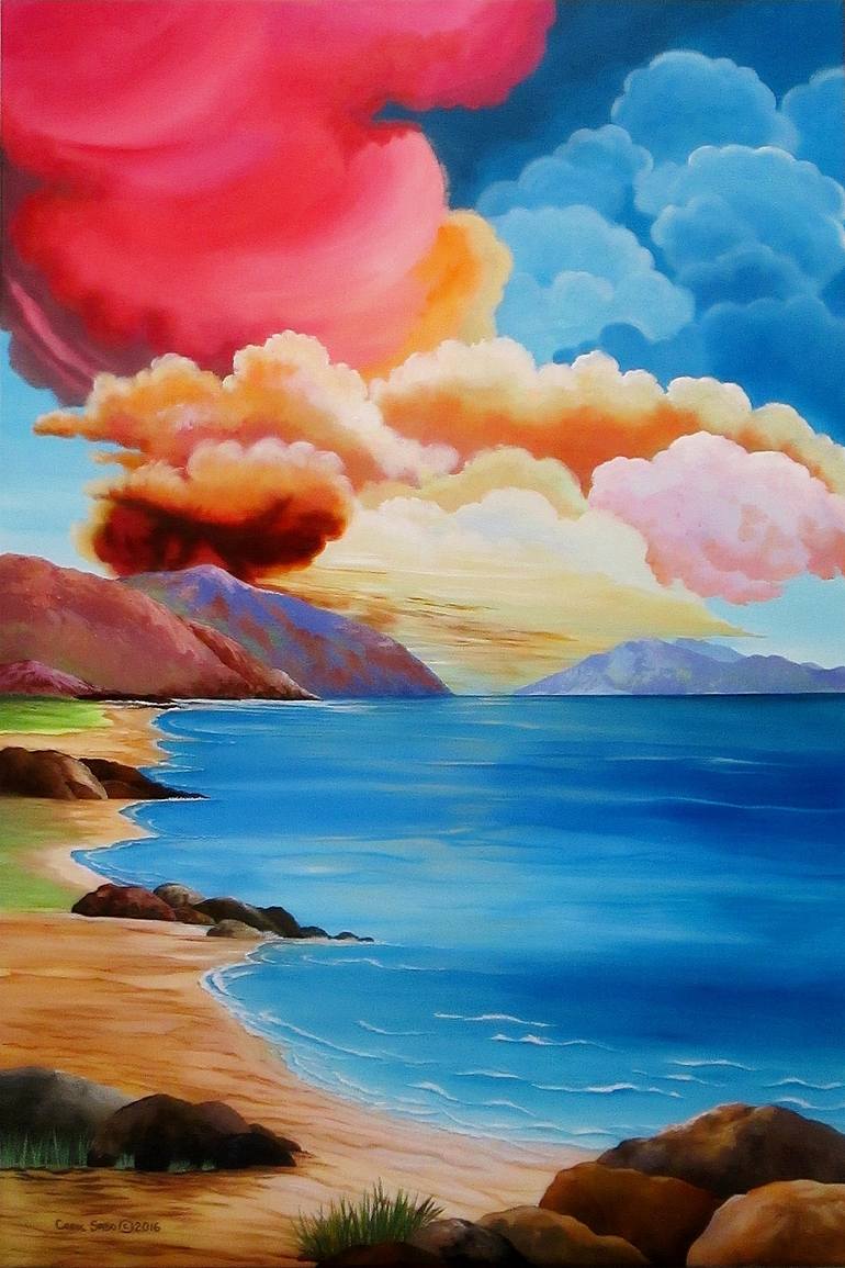 Fire Over the Mountain Painting by Carol Sabo | Saatchi Art