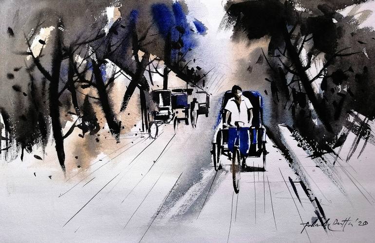 Bangladeshi Rickshaw 7 Painting by Palash Datta | Saatchi Art