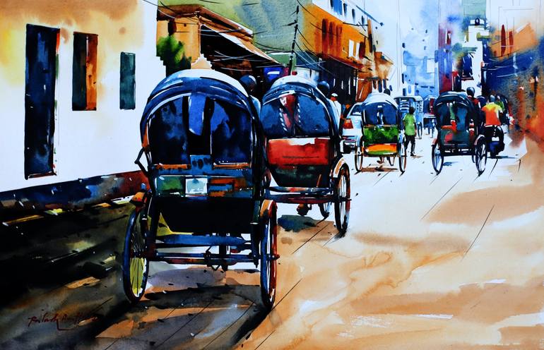 Bangladeshi Rickshaw 8 Painting by Palash Datta | Saatchi Art