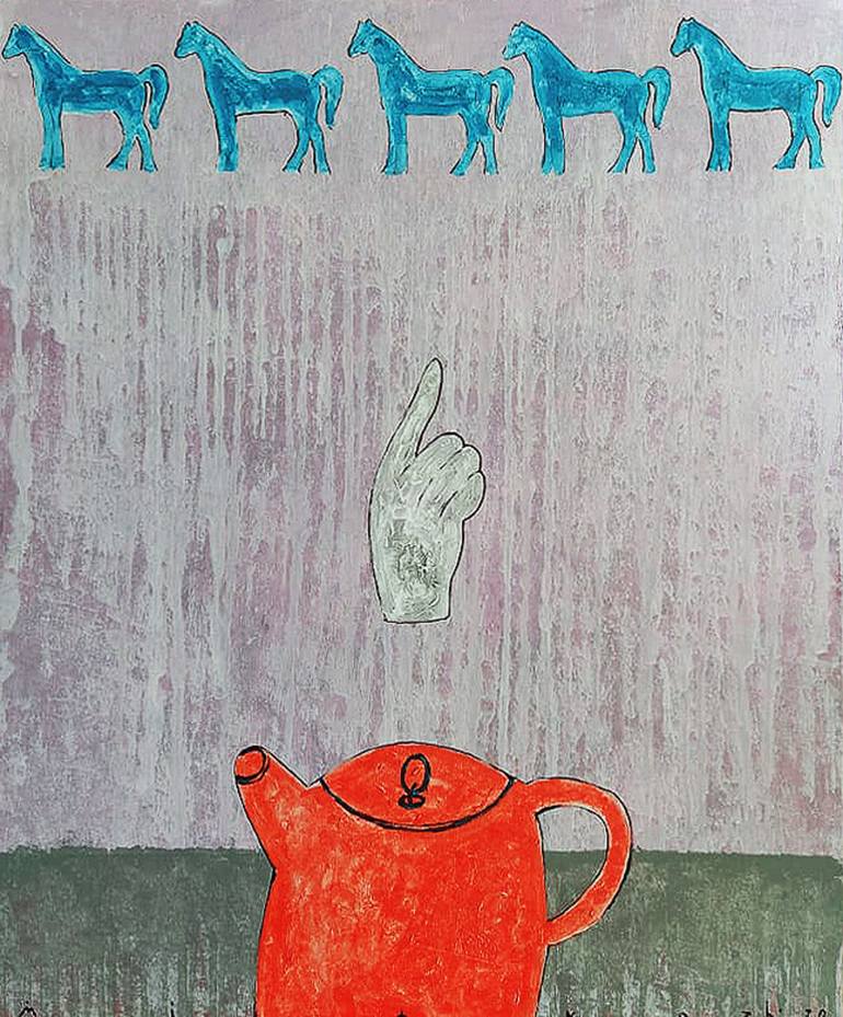 A tale for blue horses Painting by Mitko Zhelezarov | Saatchi Art ...