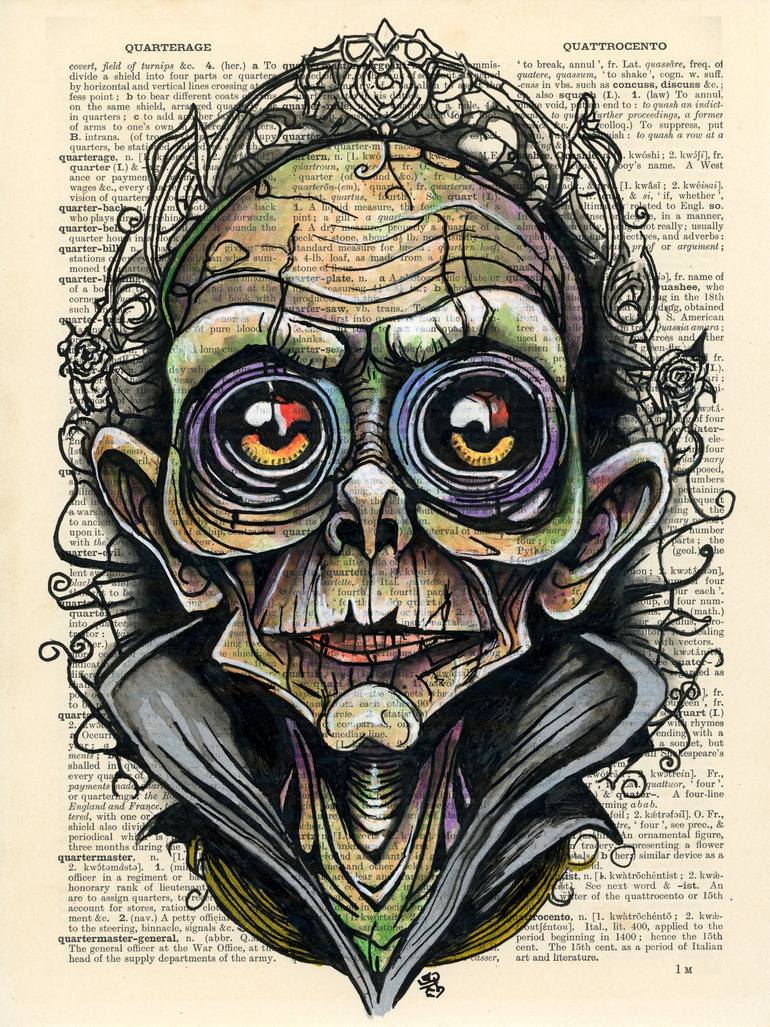 Bald and Bold: The Senior Vampire Drawing by Jakub Dk | Saatchi Art